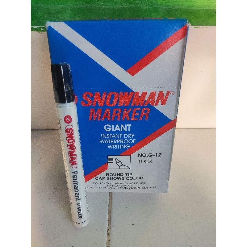 Jual SNOWMAN PERMANENT MARKER G-12 SPIDOL PERMANEN G-12 HITAM | Shopee ...