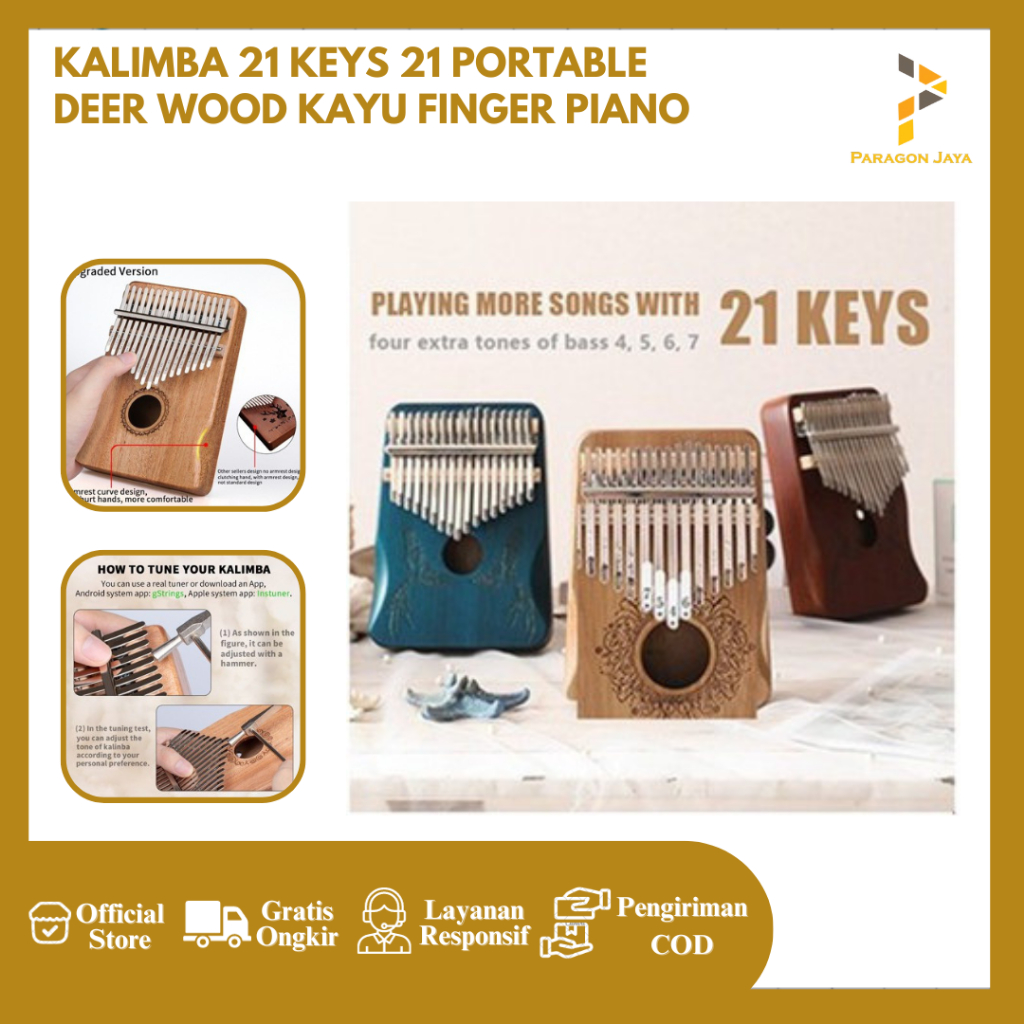 Jual Kalimba 21 Keys 21 Portable Kunci Deer Wood Kayu Murah Finger ...