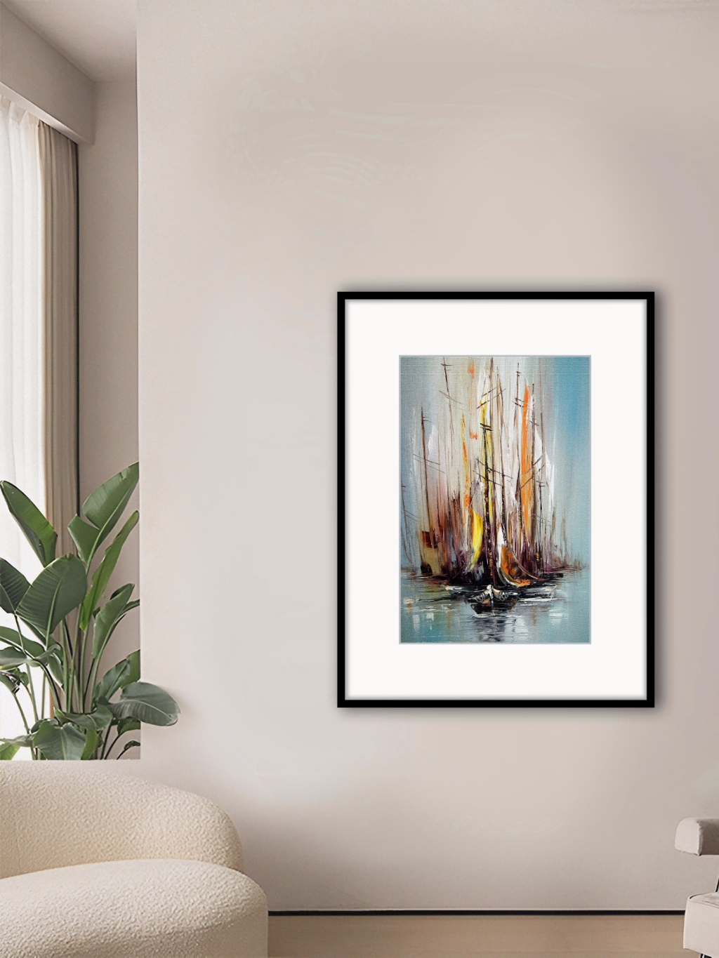 Jual Poster Blok + Frame Aesthetic Kapal Layar Lukisan Cetak 70x50cm ...