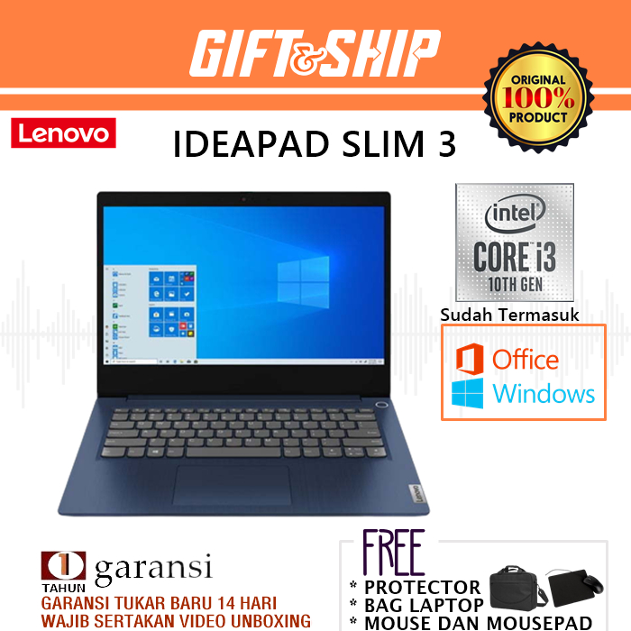 Jual LENOVO IDEAPAD SLIM 3 intel Core i3-10110U [RAM 8/SSD 512GB] 14" HD WIN11 | Shopee Indonesia