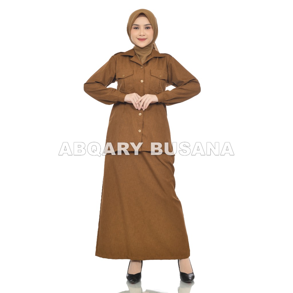 Jual Seragam PNS Wanita Khaki - Setelan Dinas Pemda Terbaru - Baju PNS Wanita Saku Atas - Outfit ...