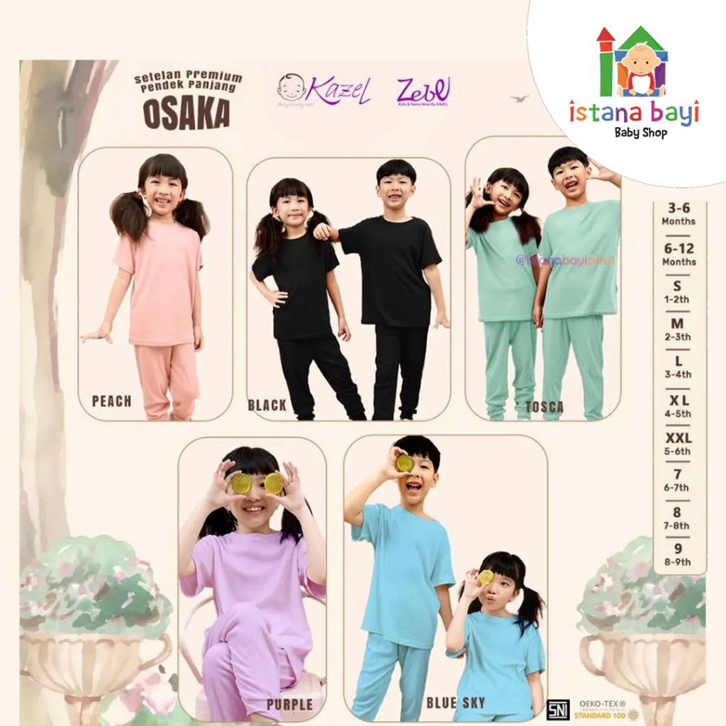 Jual Kazel Setelan Pendek Panjang Osaka / Setelan Pendek Panjang New Colour | Shopee Indonesia