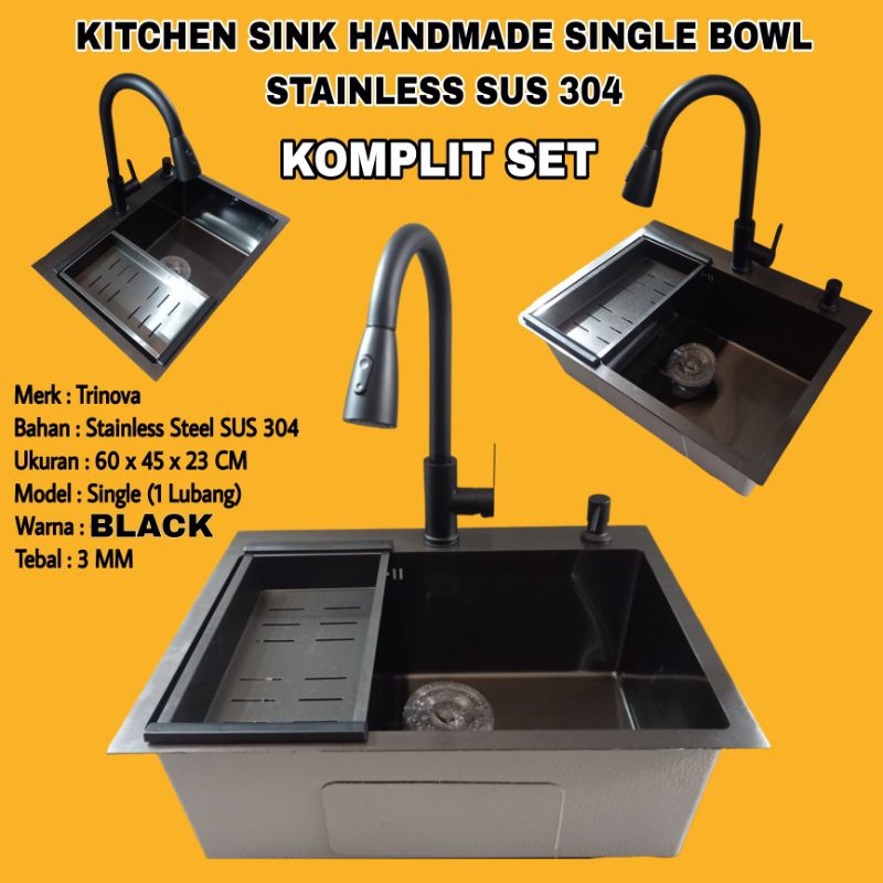 Jual Kitchen Sink Bak Cuci Piring Wastafel 1 Lubang BCP-6045 Stainless ...