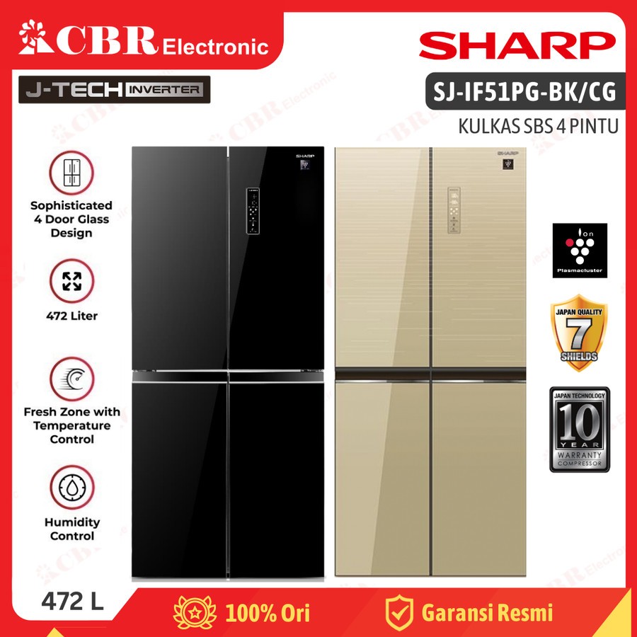 Jual Kulkas SHARP 4 Pintu SJ-IF51PG-CG / IF51PG-BK (Inverter) 472 L | Shopee Indonesia