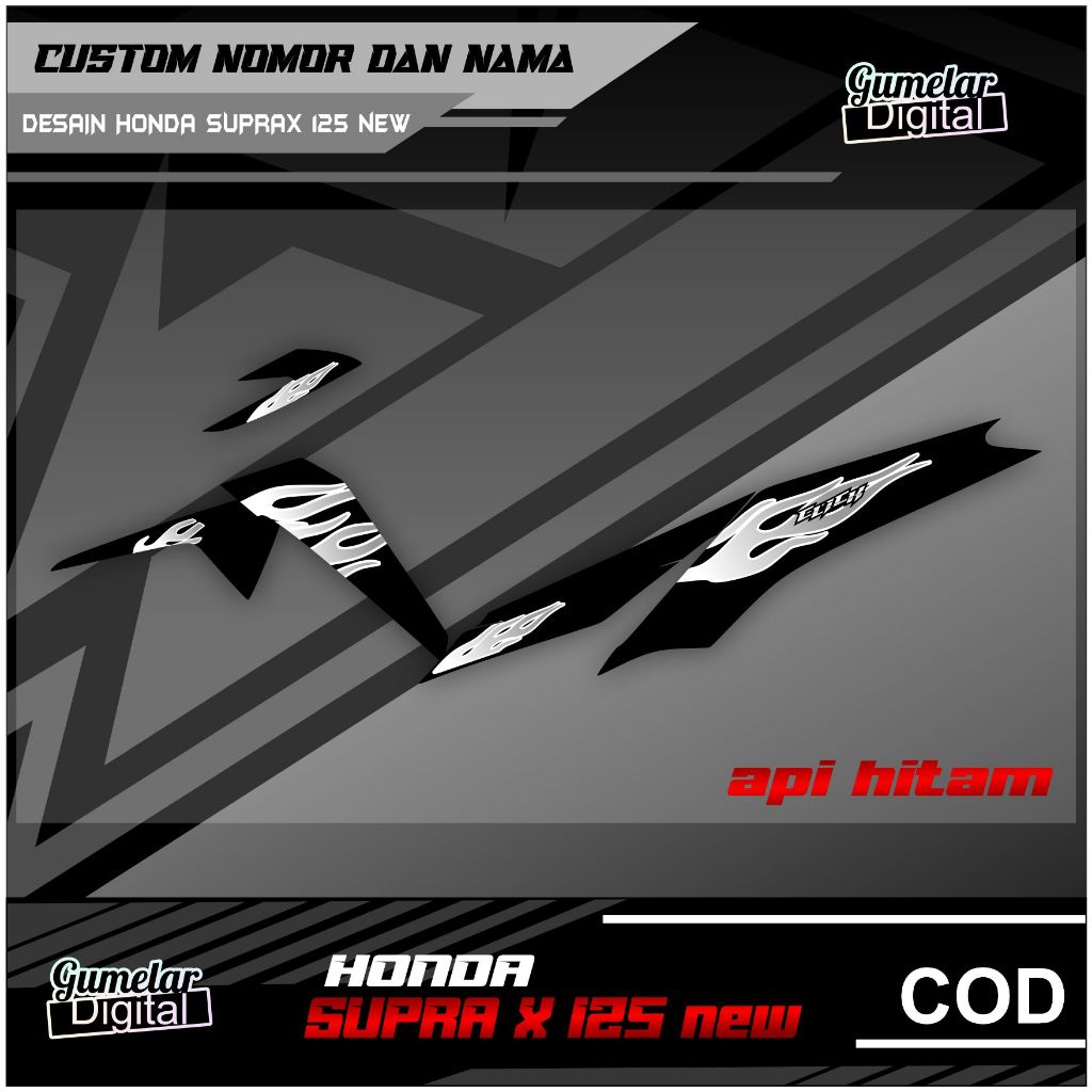 Jual STRIPPING SIMPEL HONDA SUPRA X 125 NEW API HOT WHEELS CUSTOM NAMA ...
