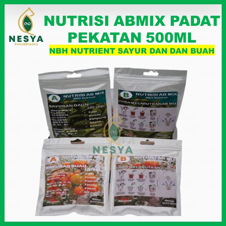 Jual Nutrisi Hidroponik Abmix AB Mix Sayur Daun Sayur Buah Padat 500 Ml ...