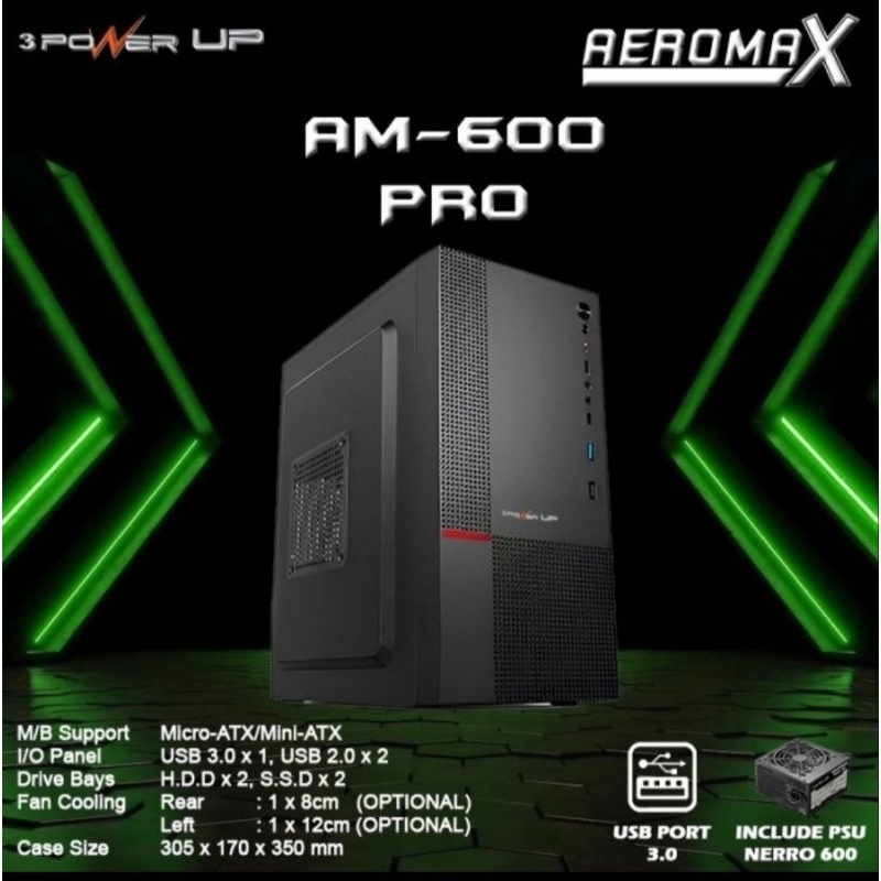 Jual Casing PC Komputer Micro ATX Power Up AERO MAX Series | Shopee ...
