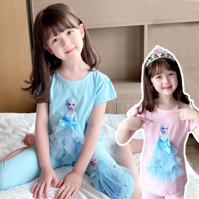 Jual [PRINCESS KESLI] 1-9 Tahun One Set Putri Elsa Anak Perempuan Kaos ...