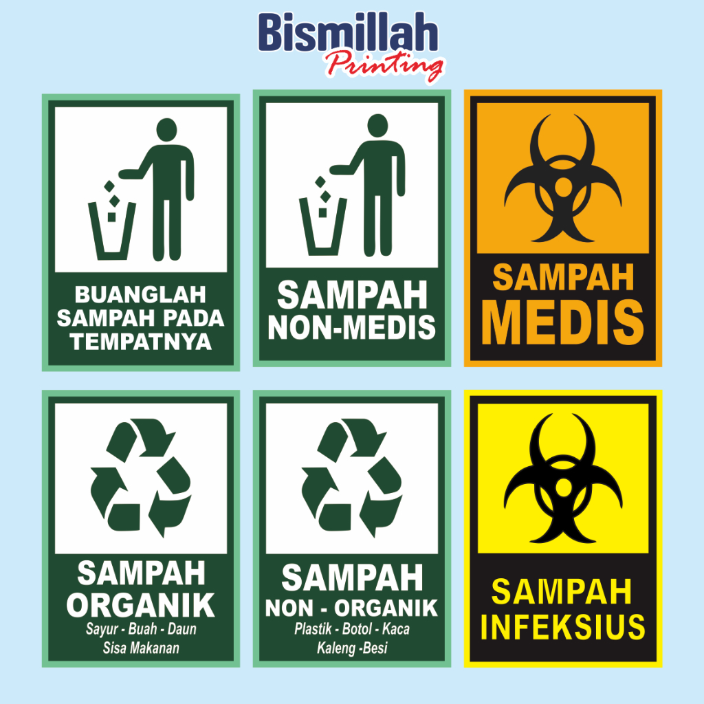 Jual stiker tempat sampah medis,non medis, organik, non organik ...