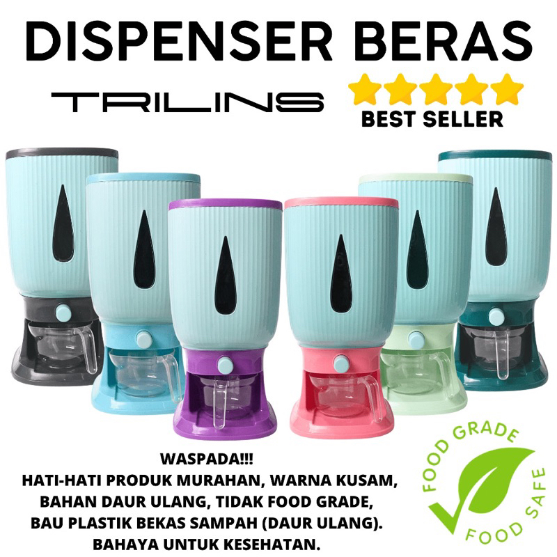 Jual Dispenser Beras TRILINS / Dispenser Beras 10kg / Dispenser gelas ...