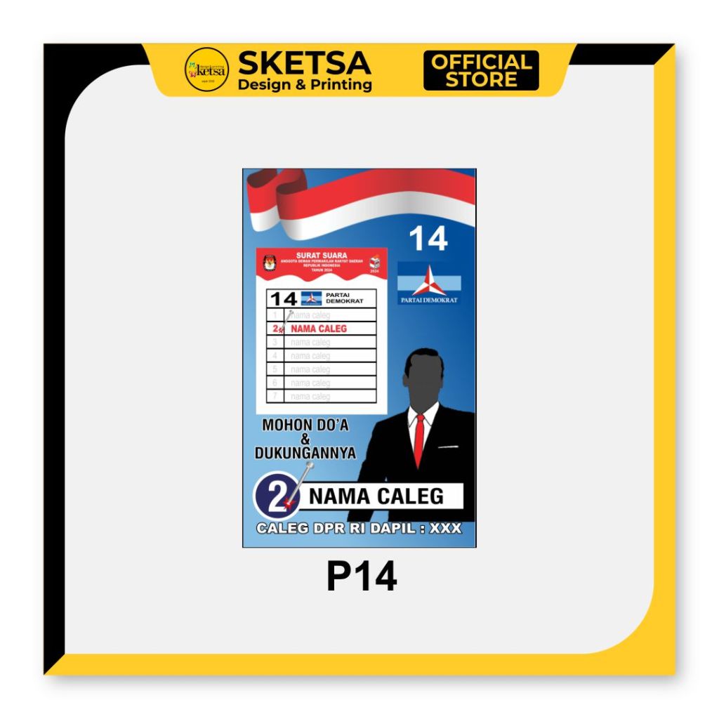 Jual Kartu Nama Caleg PARTAI 2 sisi custom, kartu nama custom, kartu ...