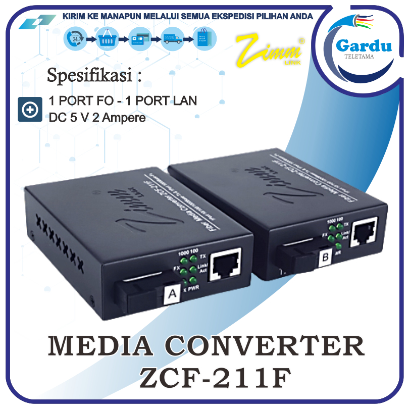 Jual Media Converter 1 LAN to 1 FO Tipe ZCF-211F Merk Zimmlink Fullset | Shopee Indonesia
