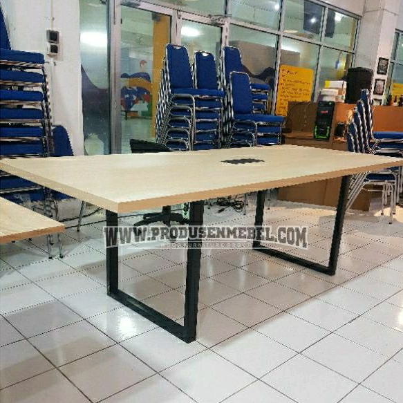 Jual Meja Meeting 240x80x80 Rangka besi Top table HPL | Shopee Indonesia