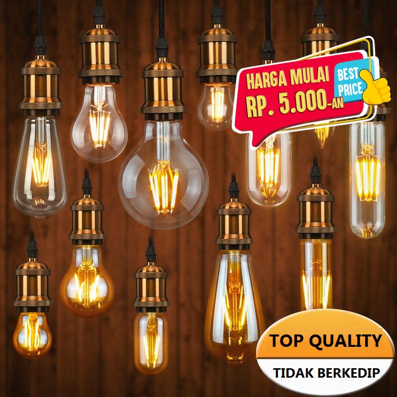 Jual Lampu Filamen Edison Vintage LED Bulb G45 G80 C35 ST64 2 - 4 Watt ...