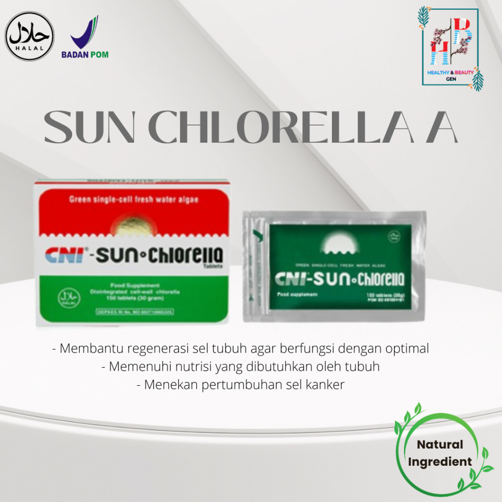 Jual Official CNI Sun Chlorella A Kemasan Sachet Isi @300 tablet @1500 ...