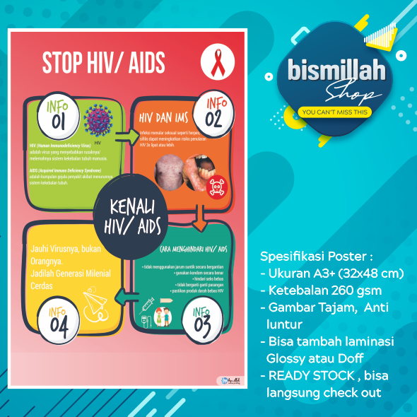 Jual Poster kesehatan Stop HIV/AIDS | Shopee Indonesia