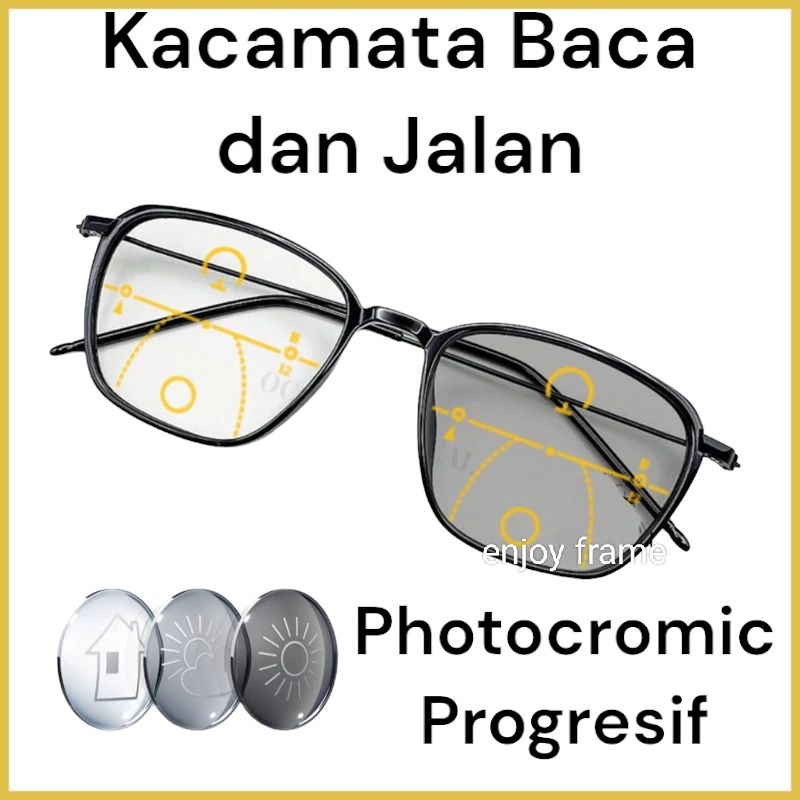 Jual Kacamata Lensa Plus Progresif Photocromic Baca dan Jalan Pria dan ...
