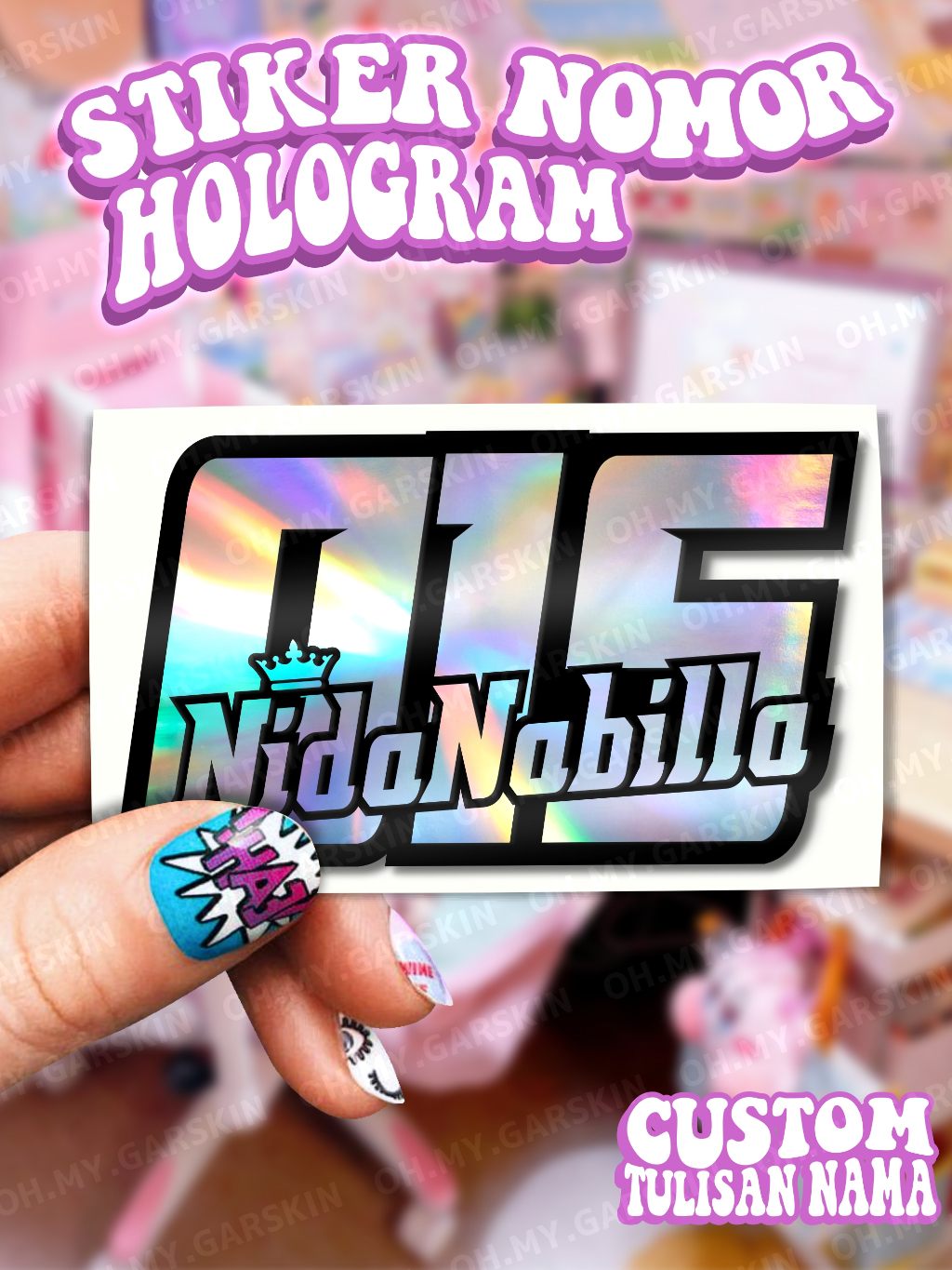 Jual Stiker Nomor Racing Hologram Model Mahkota Custom Tulisan Nama ...