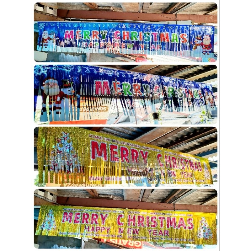 Jual Banner Rumbai Merry Christmas And Happy New Year | Shopee Indonesia