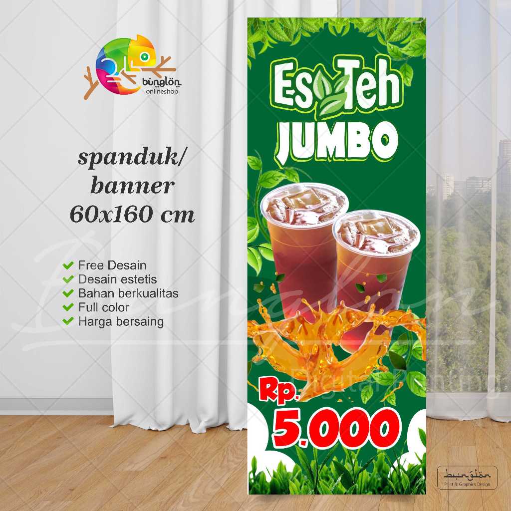 Jual Spanduk Banner 60x160 Cm Es Teh Jumbo Model Hijau | Shopee Indonesia