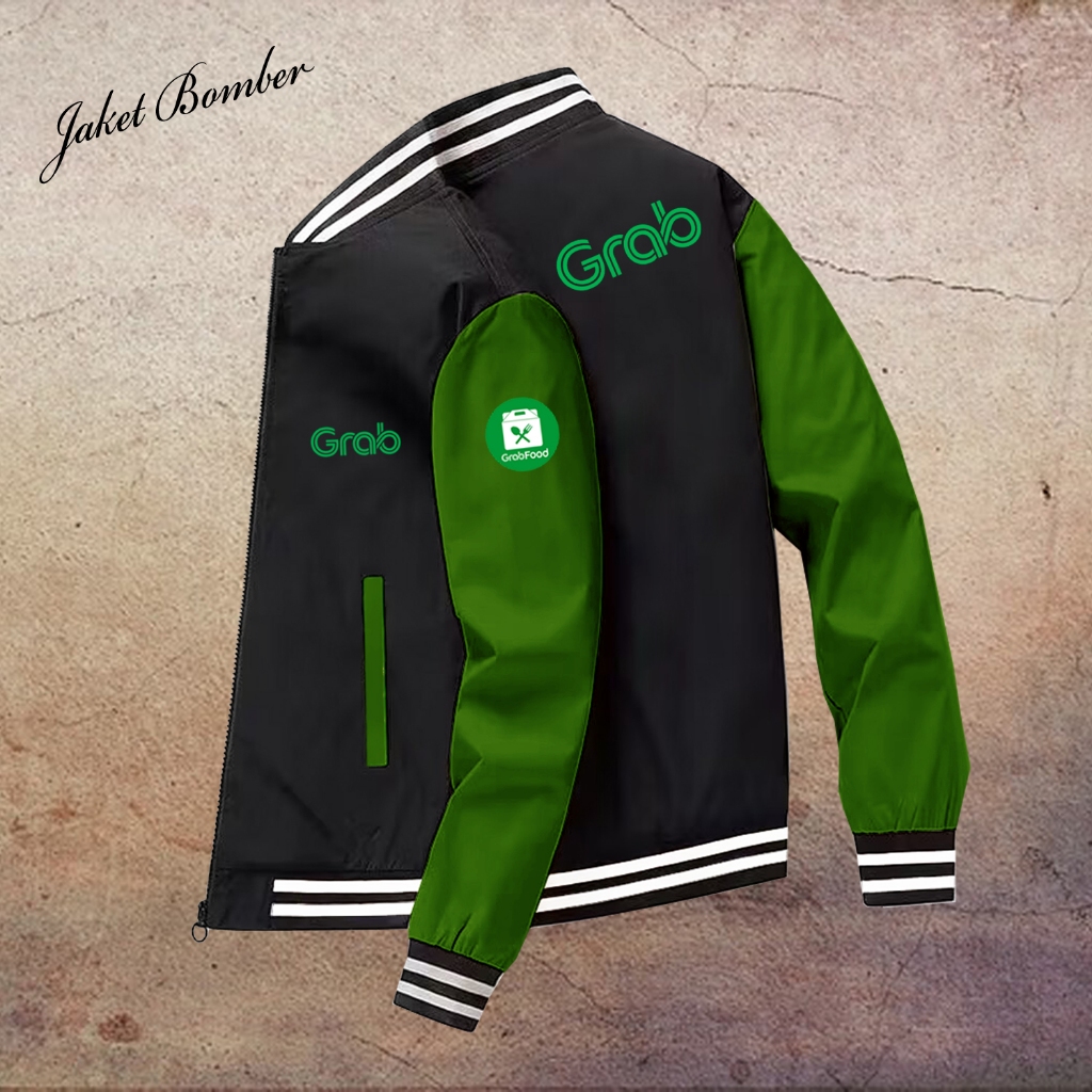 Jual Jaket Bomber Trend Pria Grab Terbaru Original / Jakey Ojol Grab ...