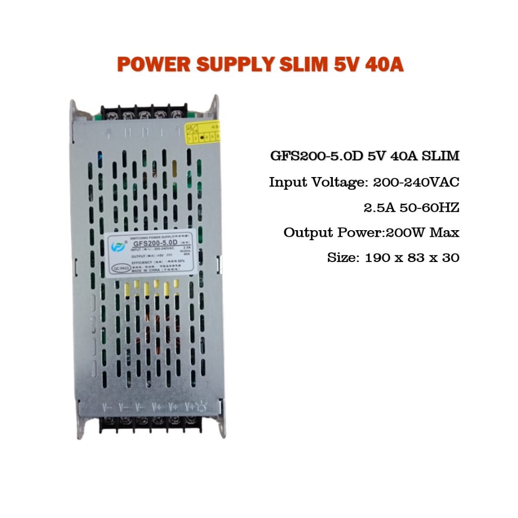 Jual POWER SUPPLY RUNNING TEXT SLIM B ADAPTOR TRAVO 5V 40A | Shopee ...