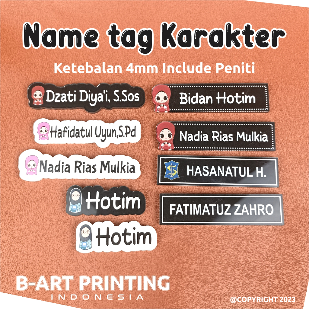 Jual Name Tag Akrilik Icon Papan Nama Karakter Nama Dada Icon Kartun ...