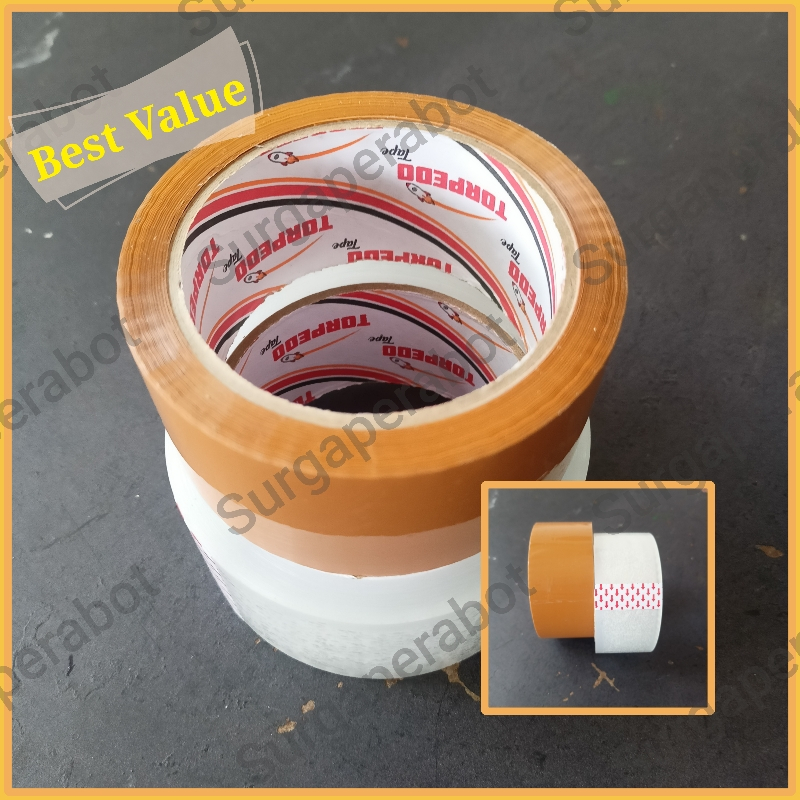 Jual Lakban Bening / Coklat 45mm x 90 yard Torpedo / Solasi 2 inch Cokelat | Shopee Indonesia