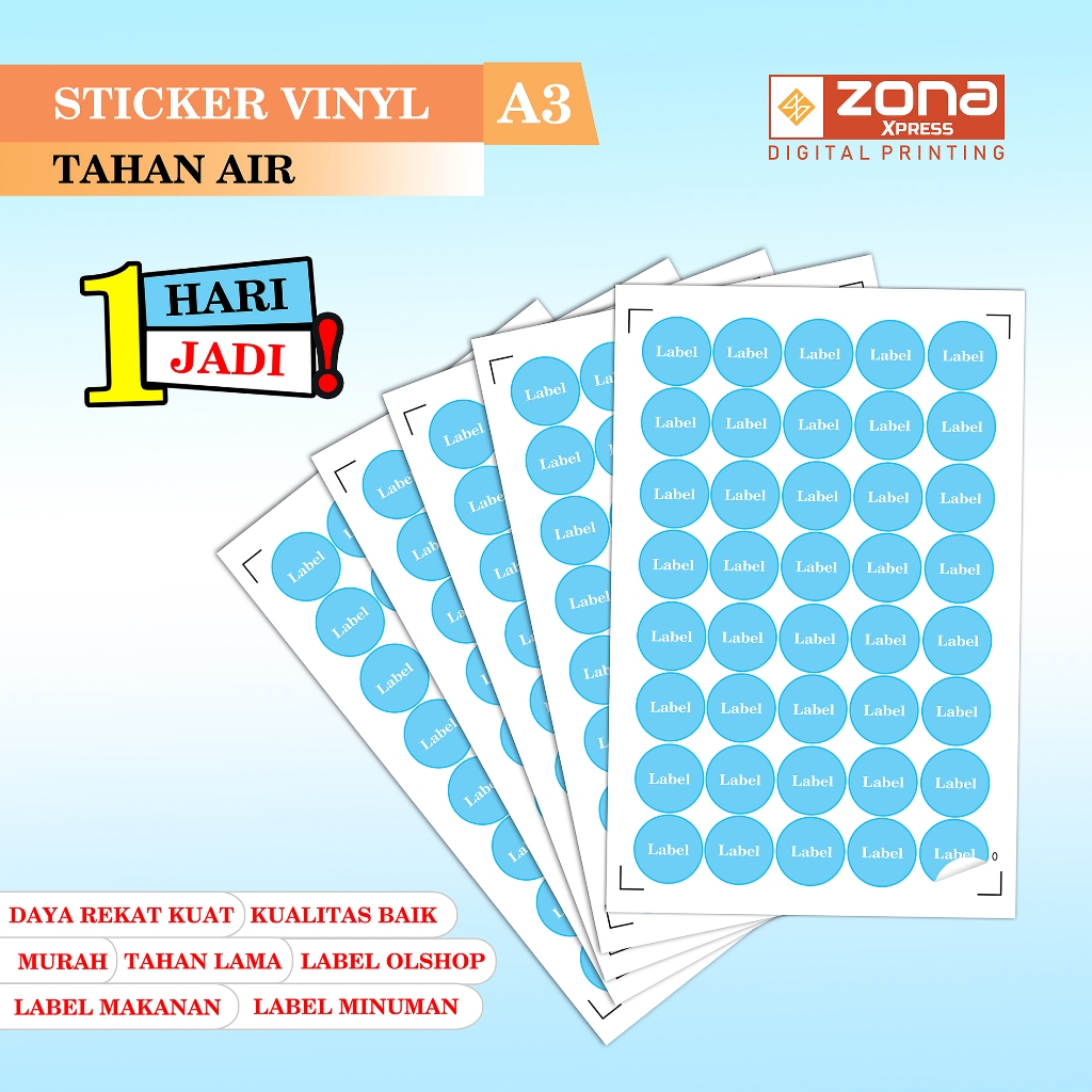 Jual CETAK STICKER LABEL MAKANAN A3 VINYL GLOSSY | Shopee Indonesia