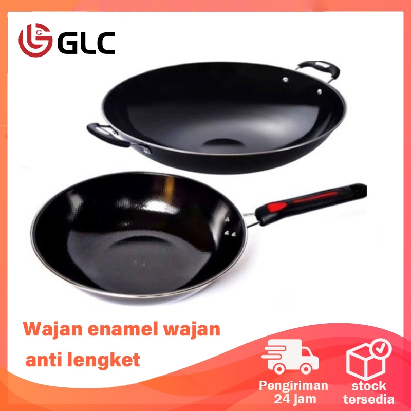 Jual Wajan enamel wajan anti lengket lapisan enamel diameter 34CM wajan ...