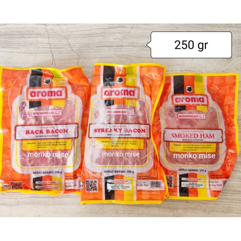 Jual [ 250 gr AROMA ] streaky bacon / back bacon / smoked ham daging ...