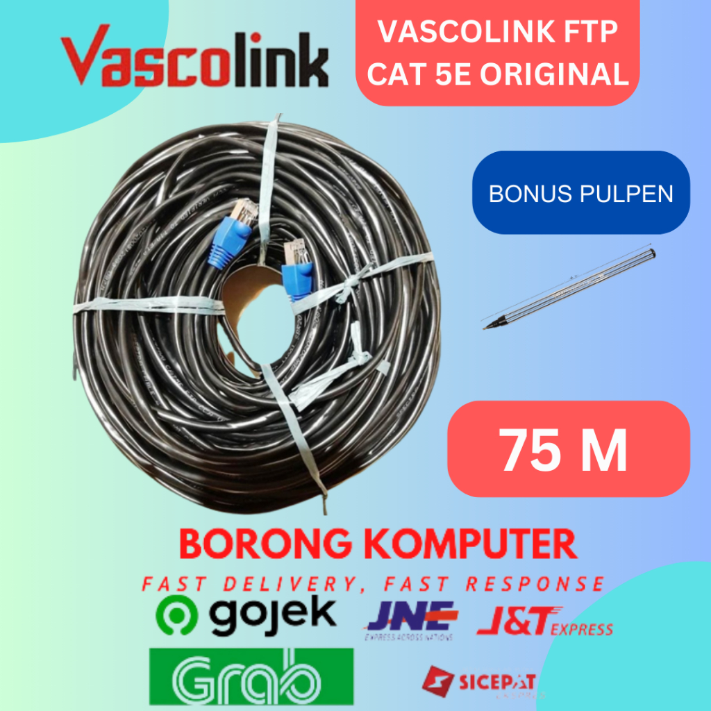 Jual Kabel Lan Cat5e FTP STP Outdoor 75 Meter Siap Pakai Kabel UTP ...