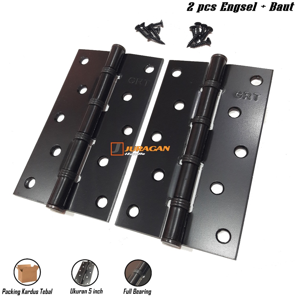 Jual Engsel Pintu Rumah 5 Inch Hitam Tebal Engsel Full Bearing Kuat ...