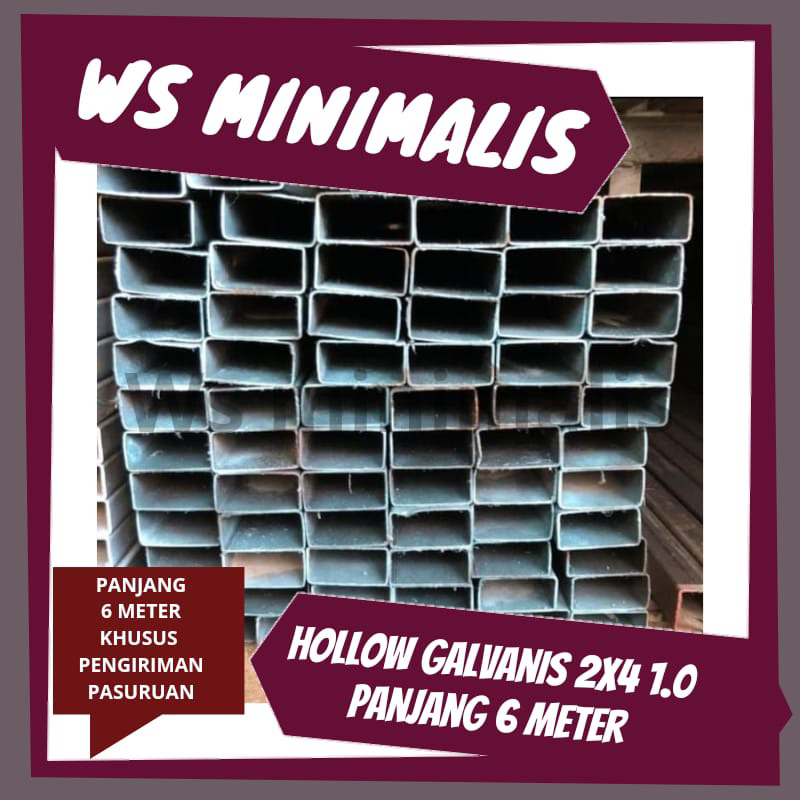Jual HOLLOW GALVANIS 2x4 TEBAL 1.0 PANJANG 6 METER | Shopee Indonesia