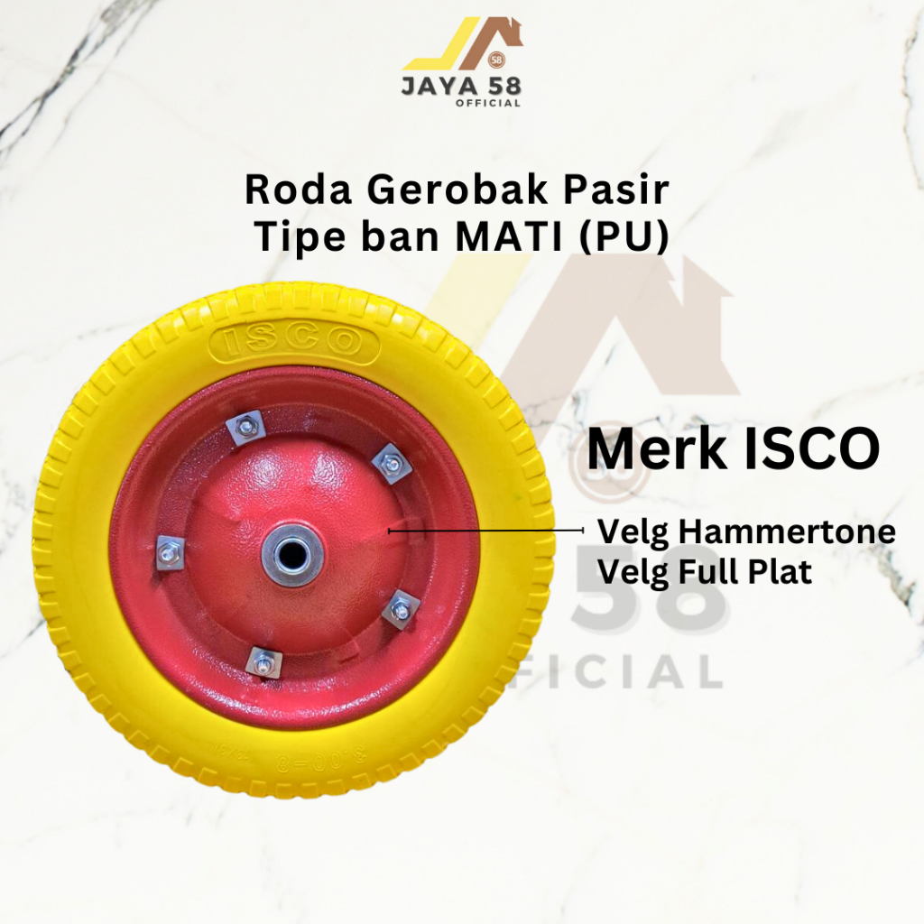 Jual Roda Gerobak Dorong Pasir Ban Mati PU Karet Model Artco Warna ...
