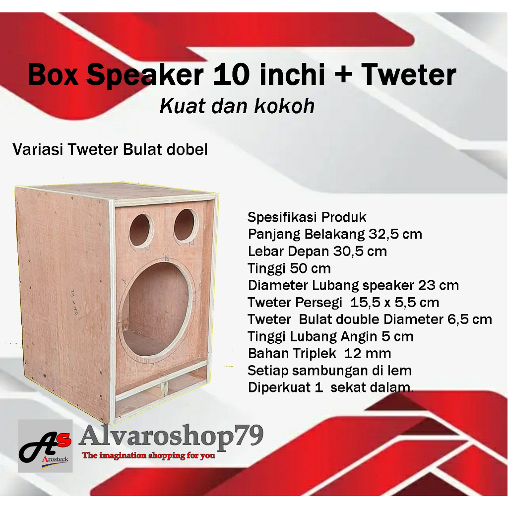 Jual Bos Speaker 10 inchi+lubang tweter dan lubang angin, box speaker ...