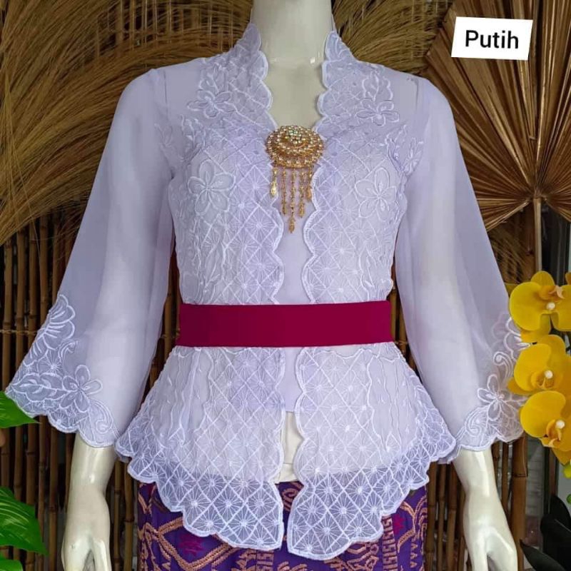 Jual [KAIN ] KEBAYA BALI BORDIR SPESIAL PUTIH/KEBAYA BALI / KEBAYA BORDIR / KEBAYA MURAH / KAIN ...