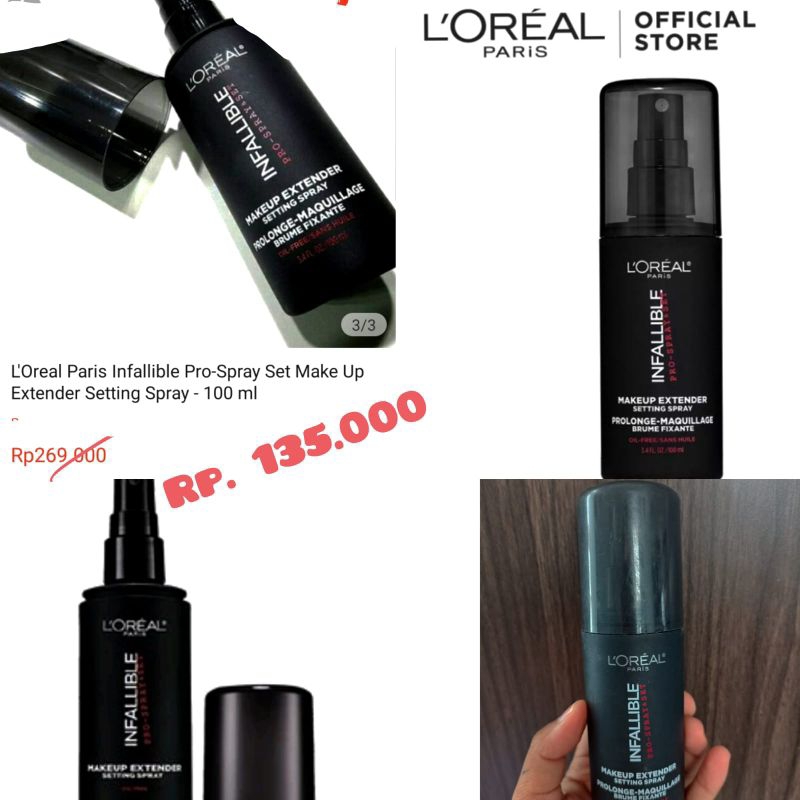 Jual Loreal Paris Infallible Pro Spray & Set Make Up Extender Setting ...