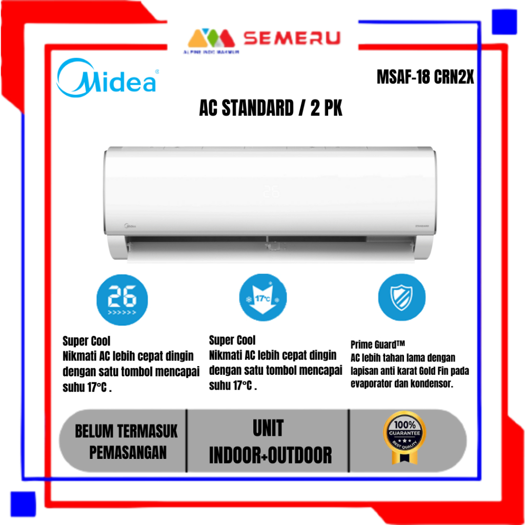 Jual MIDEA AC STANDARD 2 PK MSAF-18 CRN2 DAN AC STANDARD / 1.5 PK MSAF ...