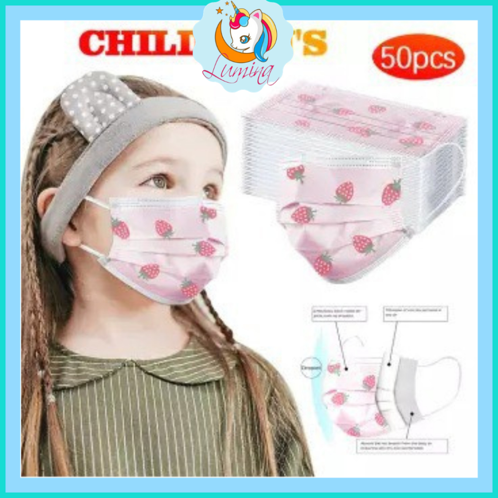 Jual Masker Anak 3-Ply Earloop Disposable Face Mask 1 Box Isi 50 pcs ...