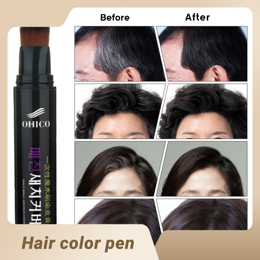 Jual Hair Dye Pen Pewarna Rambut Waterproof Hair Color Brush Menutupi ...