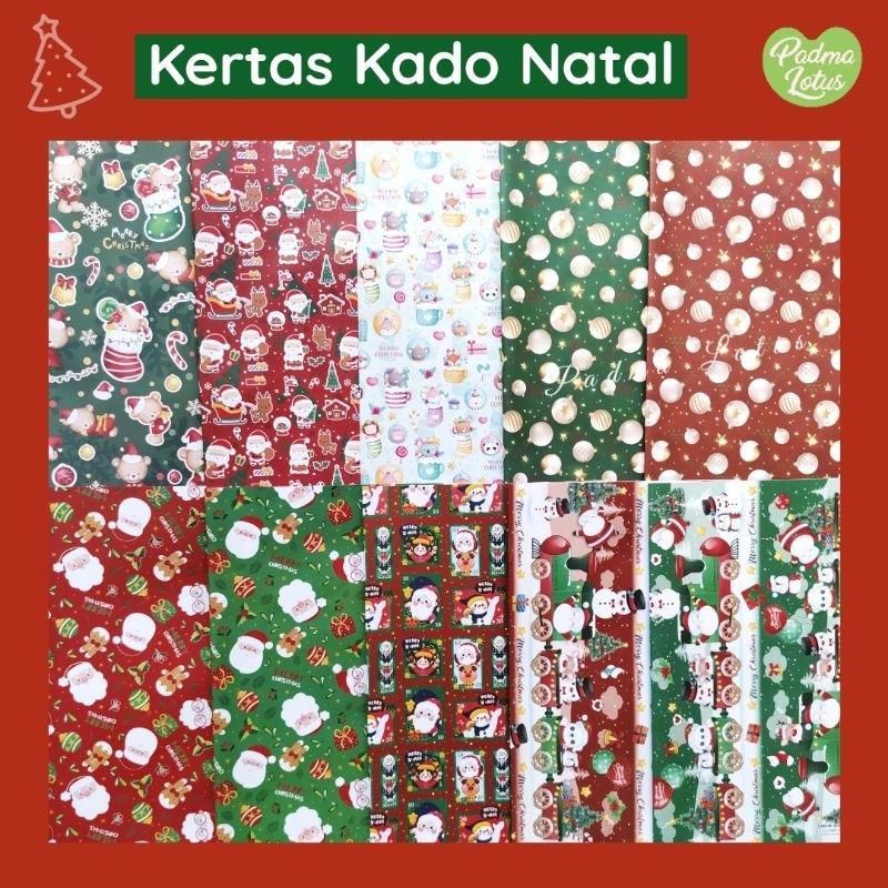 Jual Kertas Kado Natal satuan perlembar | Shopee Indonesia