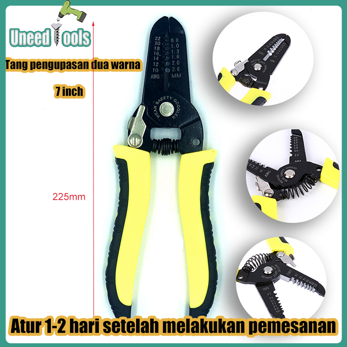 Jual UneedTools Tang potong Kupas kabel 7inch Wire Stripper Gunting ...