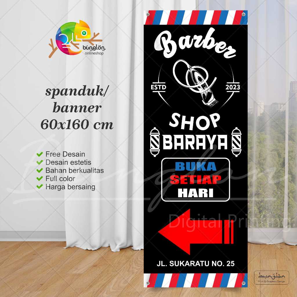 Jual Spanduk Banner Barbershop, Banner Pangkas Rambut Custom Tulisan ...