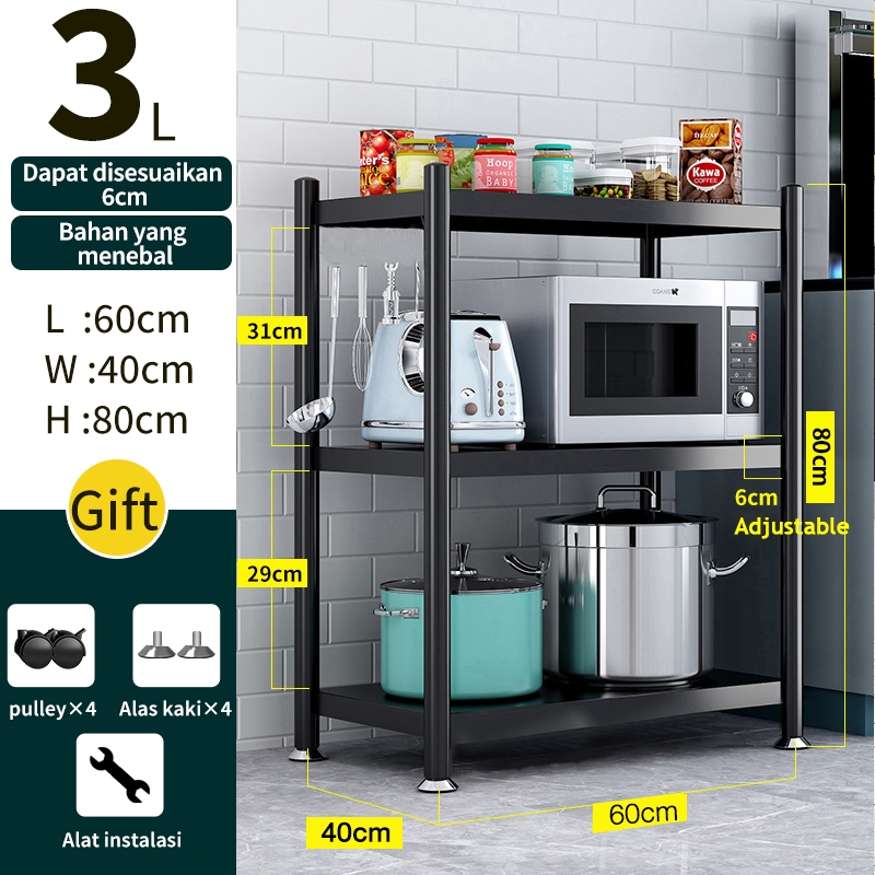 Jual Rak Susun Serbaguna Dapur Stainless Steel Rak Dapur Multi-Lapisan ...