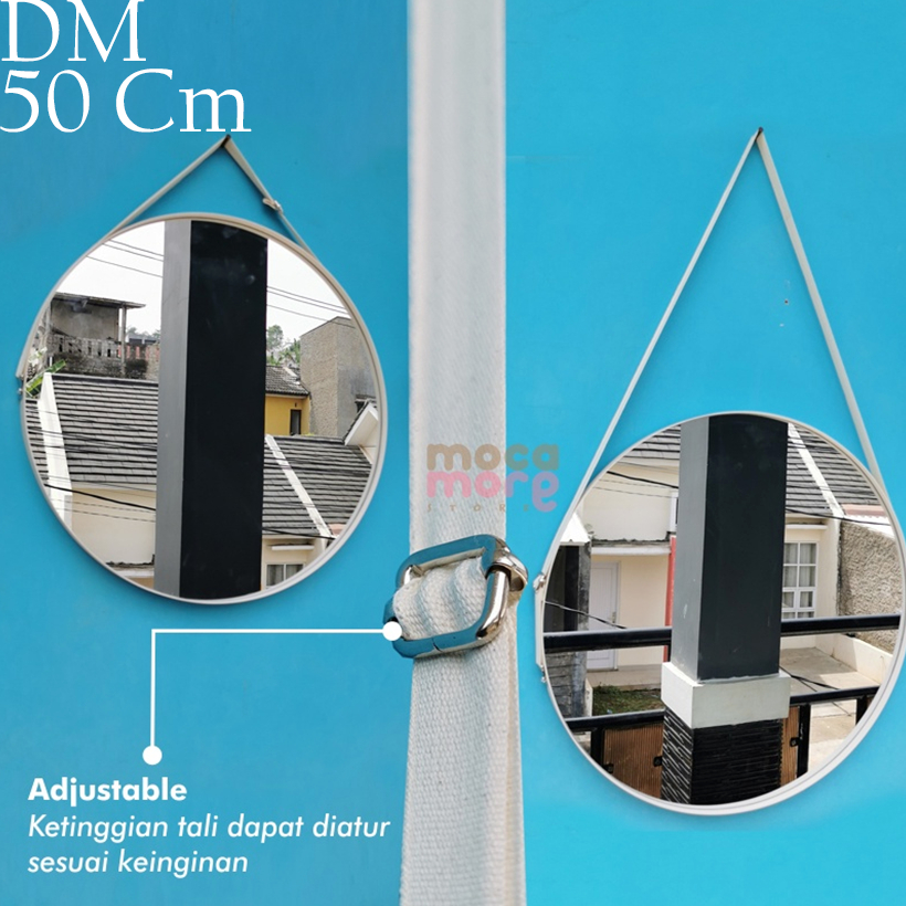 Jual Mocamore Cermin Aesthetic Bulat Tali Linen Diameter 50 Cm | Homel ...