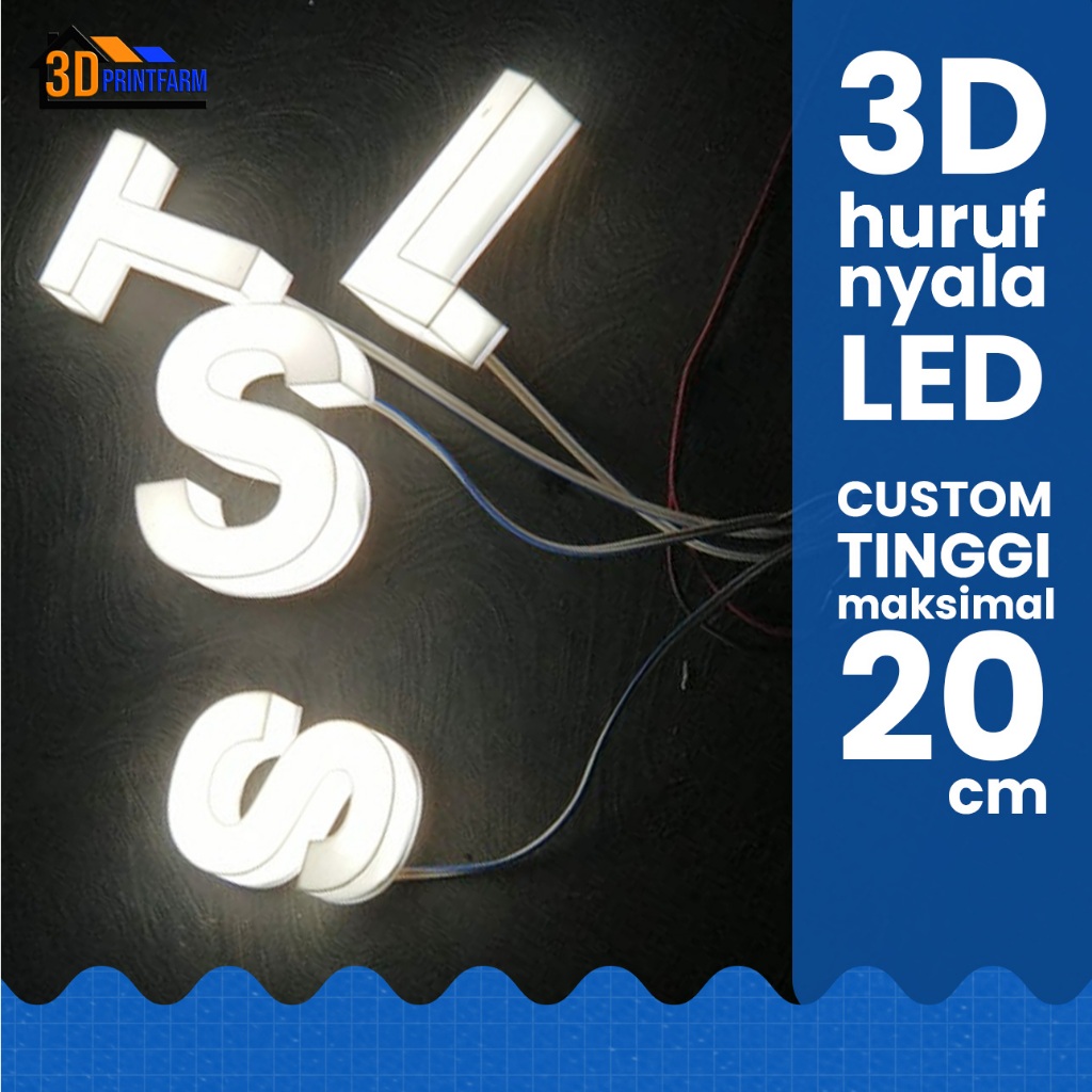 Jual Huruf 3D Nyala Led Custom Ukuran Tinggi Max 20cm Tinggal Pasang ...