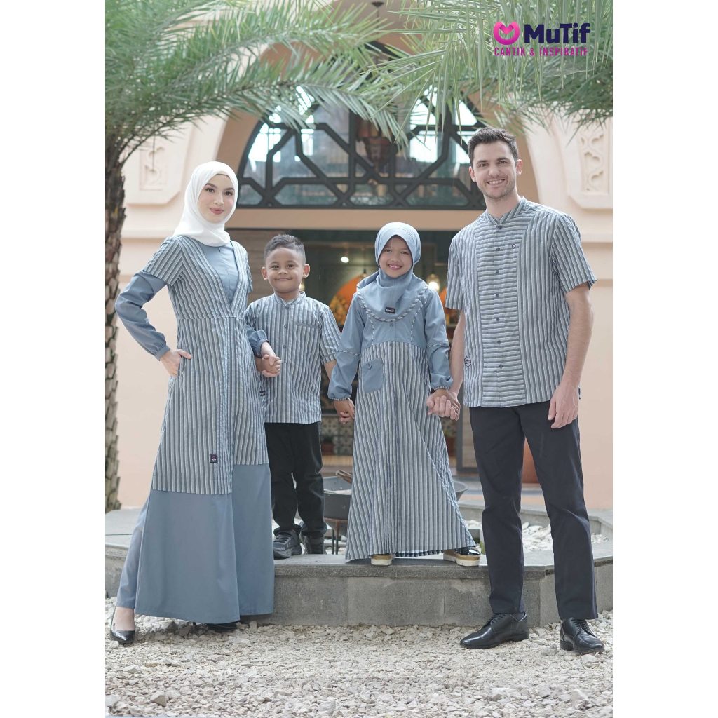 Jual Mutif Sarimbit Fia Blue Grey Baju Couple Keluarga | Shopee Indonesia