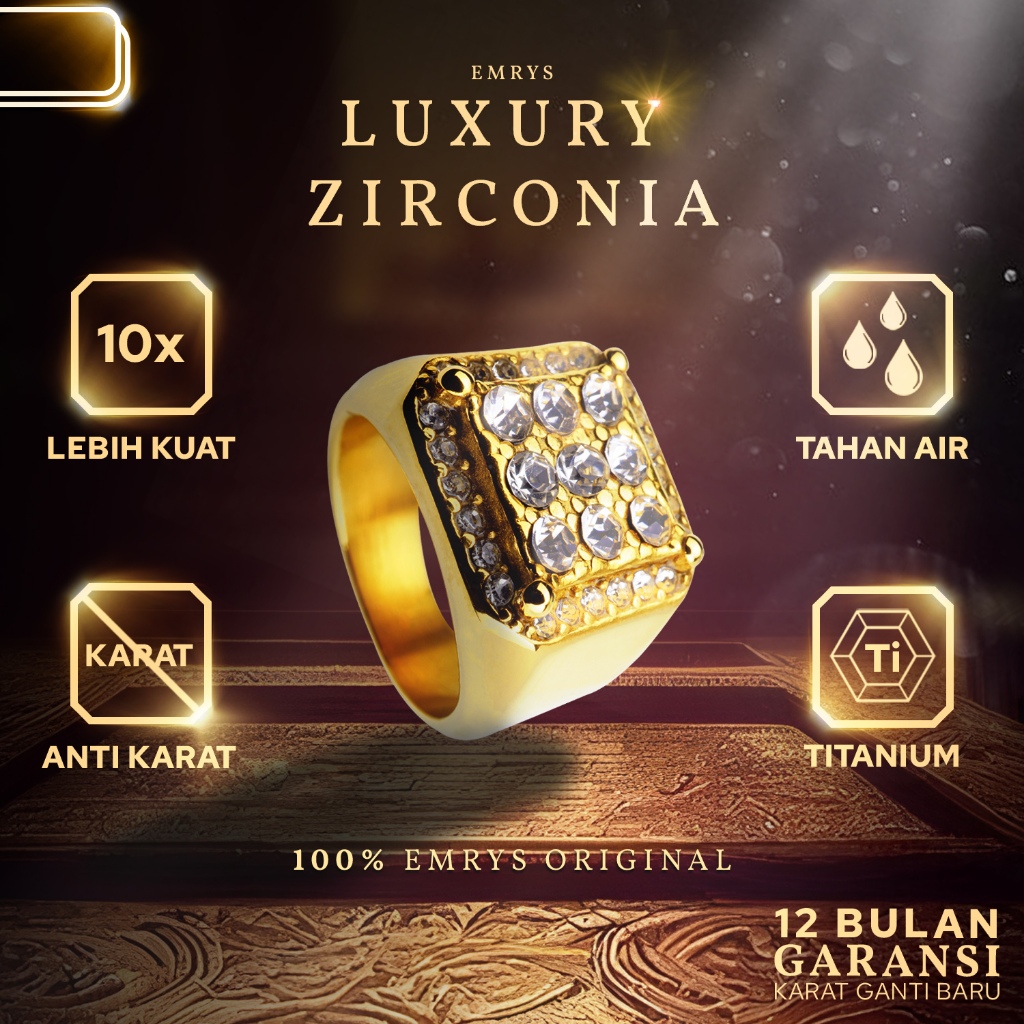 Jual BUY 1 FREE 1 GIFT Emrys Premium Ring LUXURY ZIRCONIA Real Titanium ...