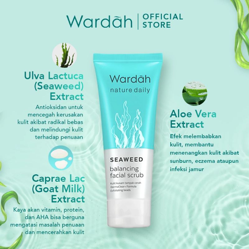 Jual Wardah Nature Daily Seaweed Balancing Facial Scrub 60 ml-Scrub ...